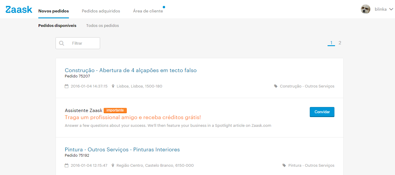 Novidades: novo painel de controlo para Profissionais | Zaask Portugal